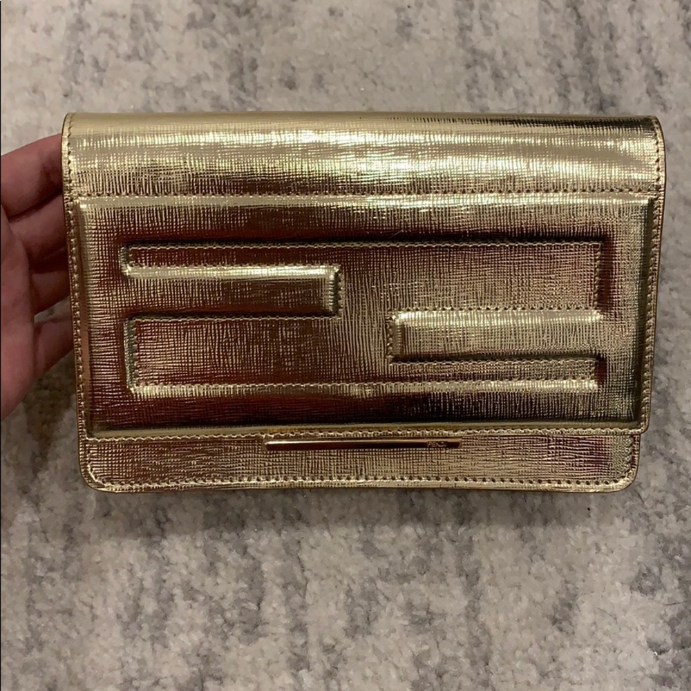 Fendi Gold Logo (Metallic) Gala Clutch - Gem